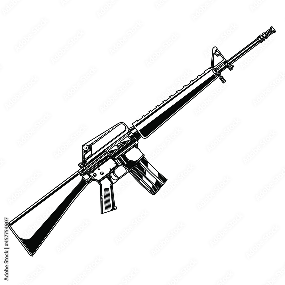 design vector black and white gun m16 a1 Stock Vector | Adobe Stock