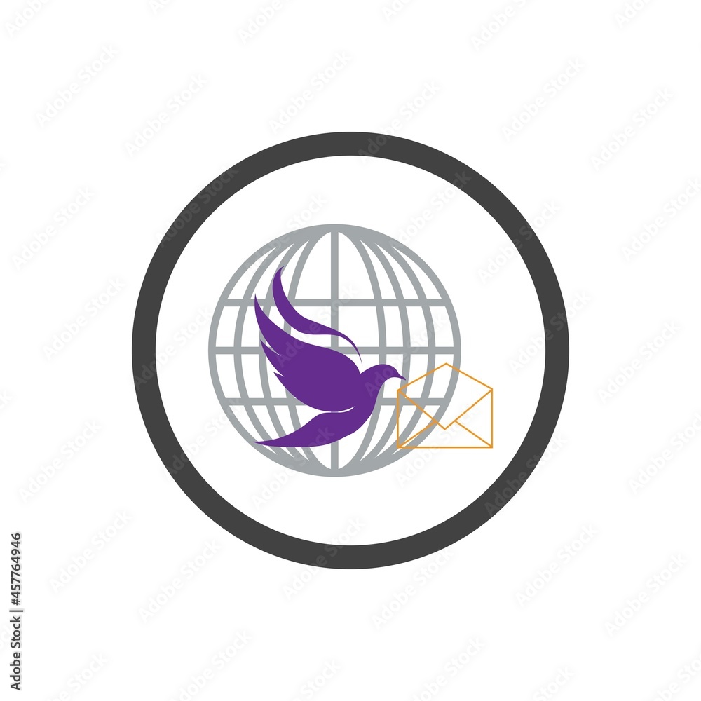 World Post Day logo with post box (mail box) icon design and world map ...