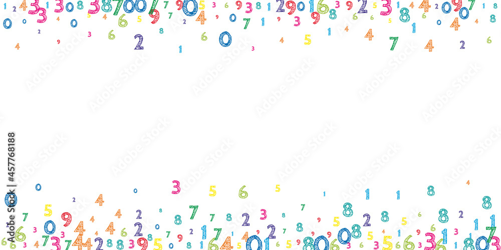Falling colorful orderly numbers. Math study concept with flying digits ...