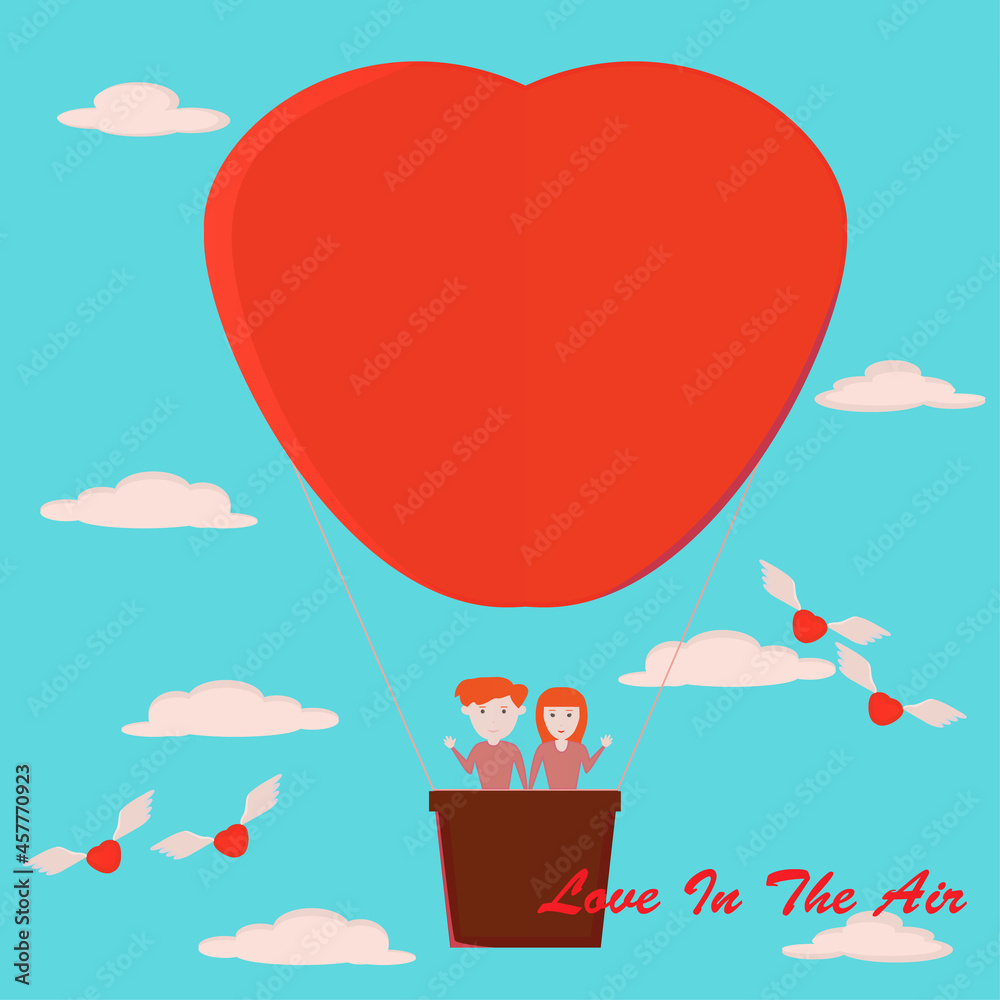 Cartoon illustration of love in the air Stock Vector | Adobe Stock
