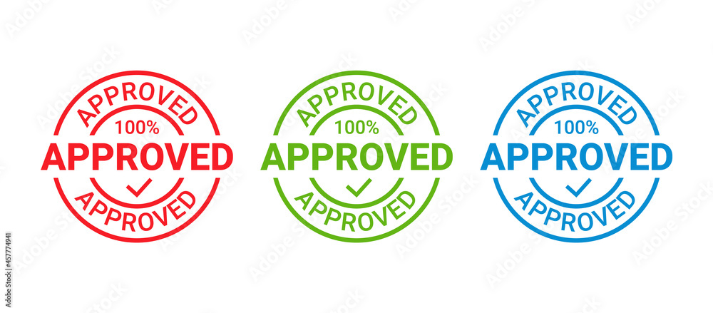 Approved stamp. Vector. Approval permit badge label. Accepted round ...