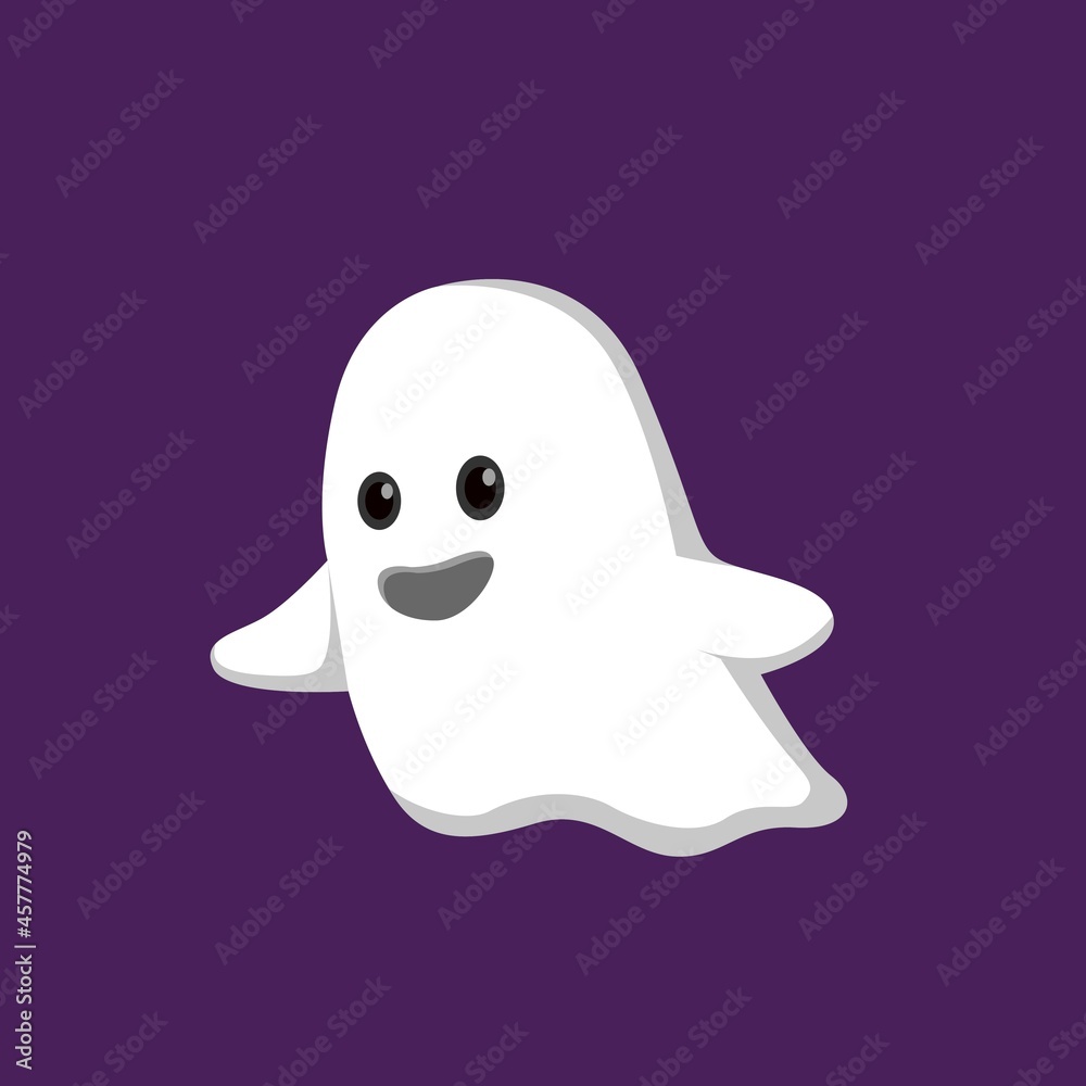 cartoon cute ghost flying purple background. designs for stickers ...