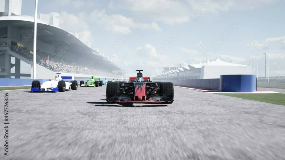 Race car and racer. Start. Success concept. Realistic 4K animation ...