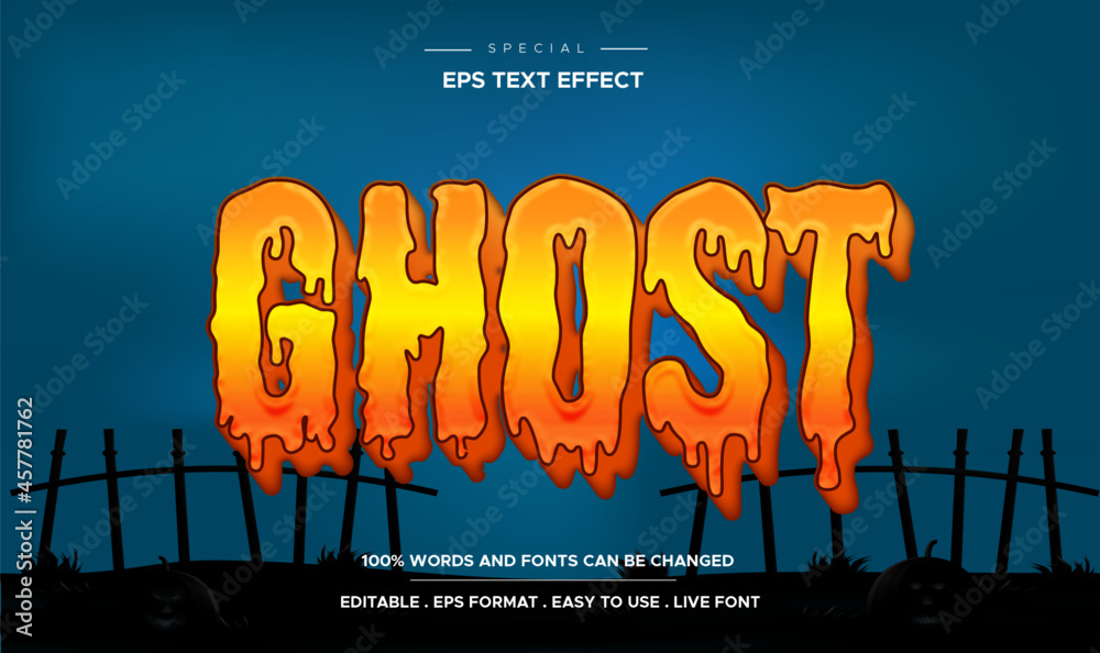 Ghost text effect, editable horror and cartoon text style Stock Vector ...
