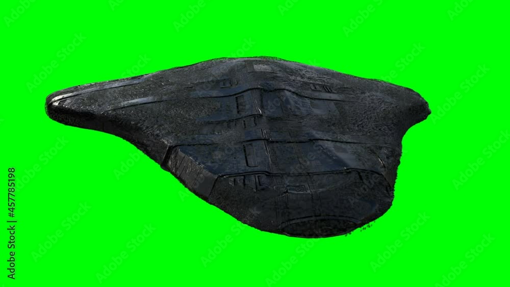 Futuristic alien sci fi ship isolate on green screen. Realistic 4k ...