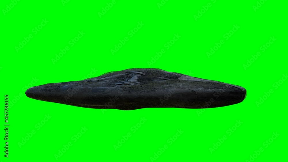 Futuristic alien sci fi ship isolate on green screen. Realistic 4k ...