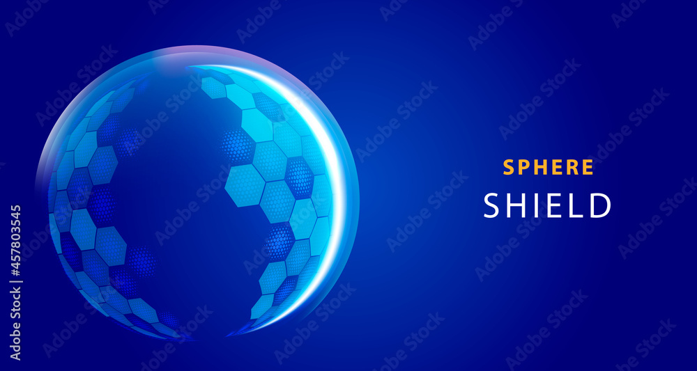 Modern tech futuristic of bubble dome shield sphere with hexagon ...