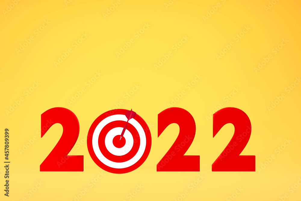 2022 New Year target and goals with the symbol of 2022 from red dart on ...
