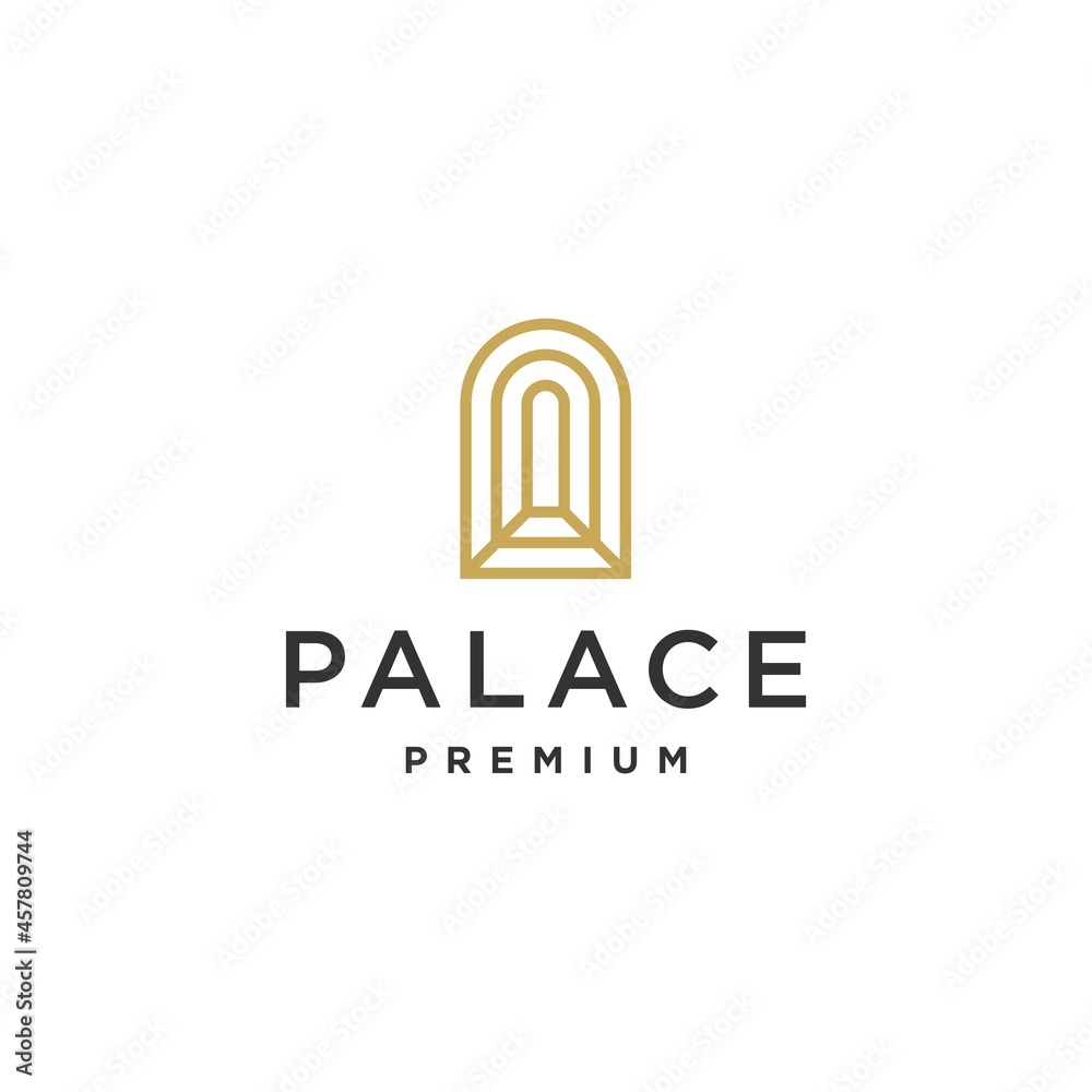 Antique arch logo, Historic Niche door icon vector in vintage minimal ...