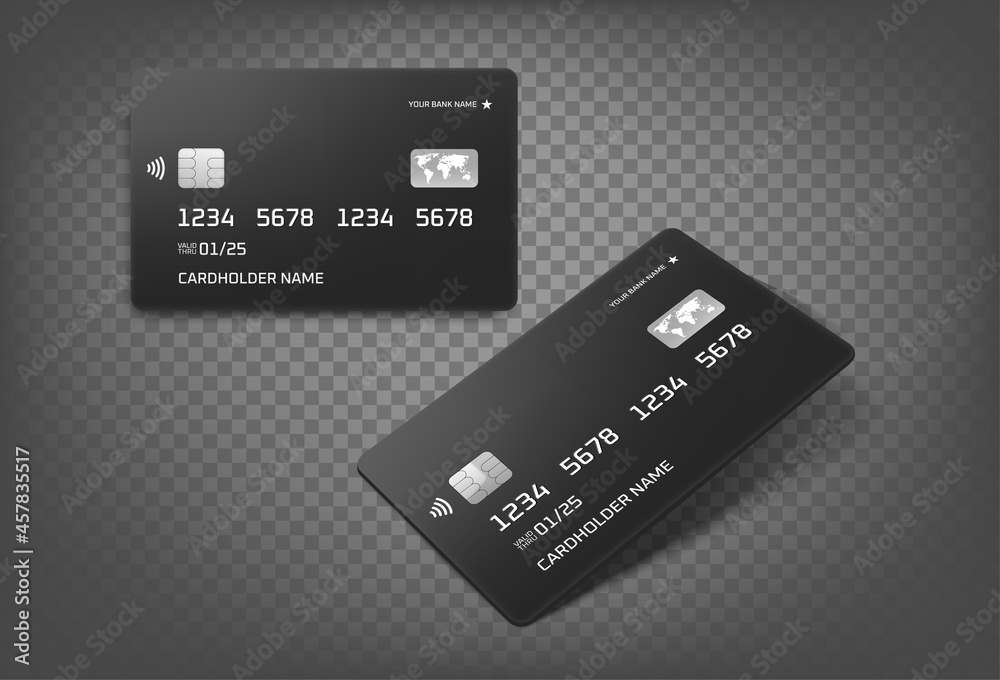 Black card vector mockup isolated on transparent background Stock ...