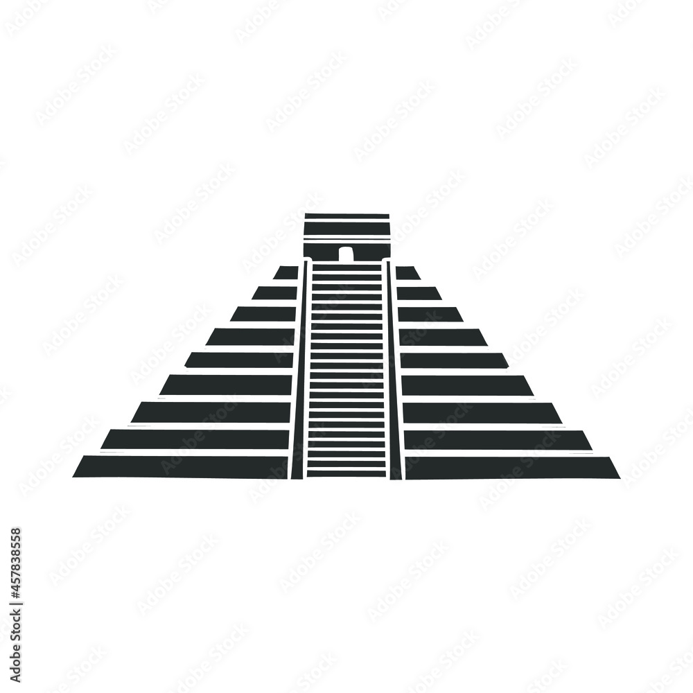 Chichén-Itzá, Yucatan, Mexico Icon Silhouette Illustration. Mayan ...