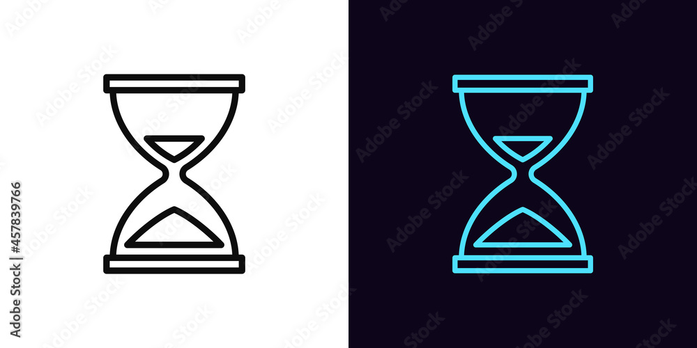 Outline hourglass icon, with editable stroke. Linear sandglass sign ...