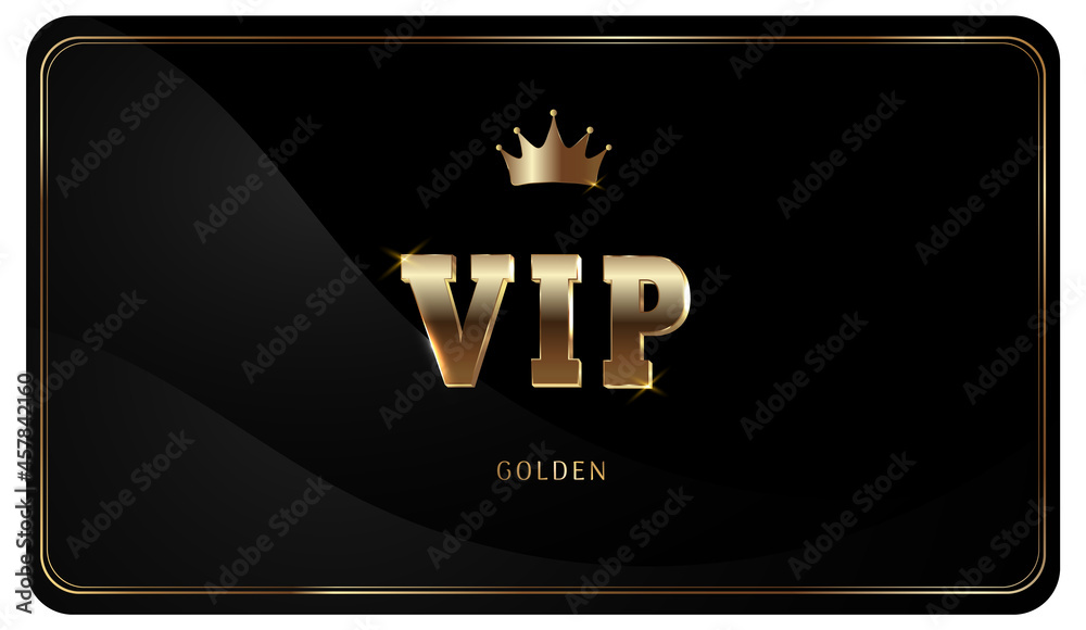 Premium VIP card with gold lettering and shining edges. Crown of gold ...