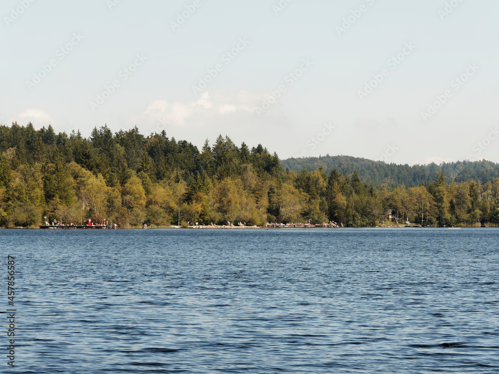 Kirchsee, lake near Sachsenkam in nature reserve Ellbach- und ...