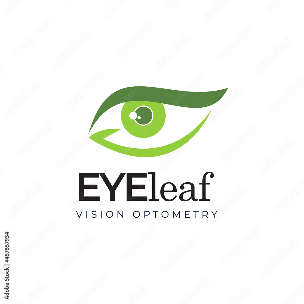 Eye Leaf Vision Optometry Logo Elegance Eye With Green Leaf Vector