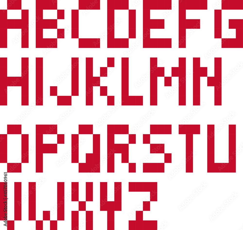 alphabet Pixel Art isolated on white Background. bit icon. Vector ...