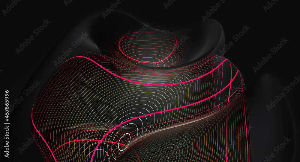 3d render of abstract art 3d background in curve wavy biological lines ...