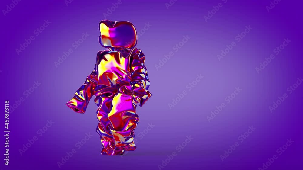 3d looping animation. Iridescent holographic mascot, inflatable toy ...