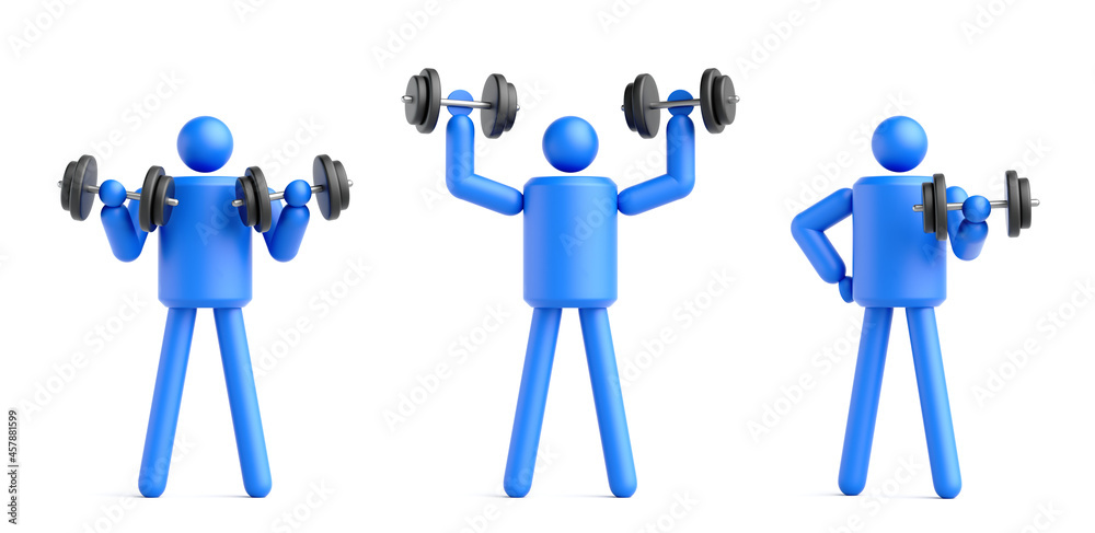 3d render. Abstract man symbol, sports clip art isolated on white ...