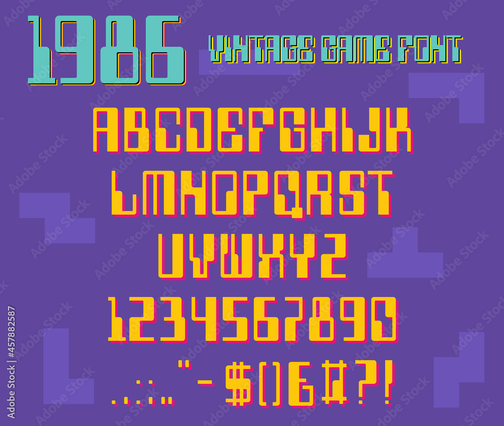 1986 Original Pixel Font 1980s Style Typeface Stock Vector | Adobe Stock