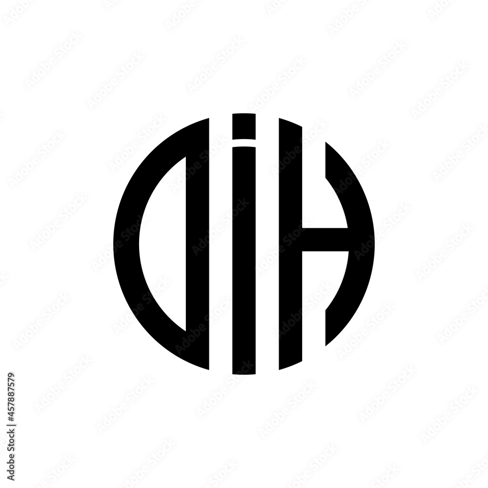 Initial letters DIH circle shape monogram black simple logo Stock ...