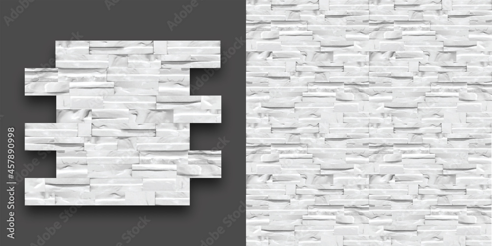 Poster Stone wall cladding seamless panels white in vector format ...