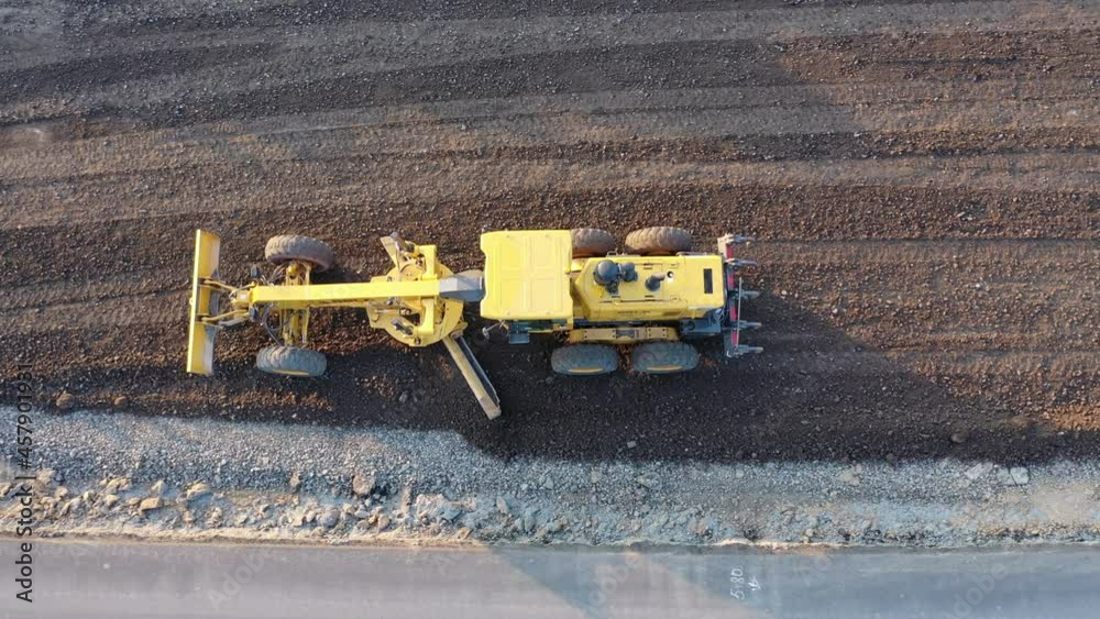 Grader Road Construction Grader industrial machine on construction of ...