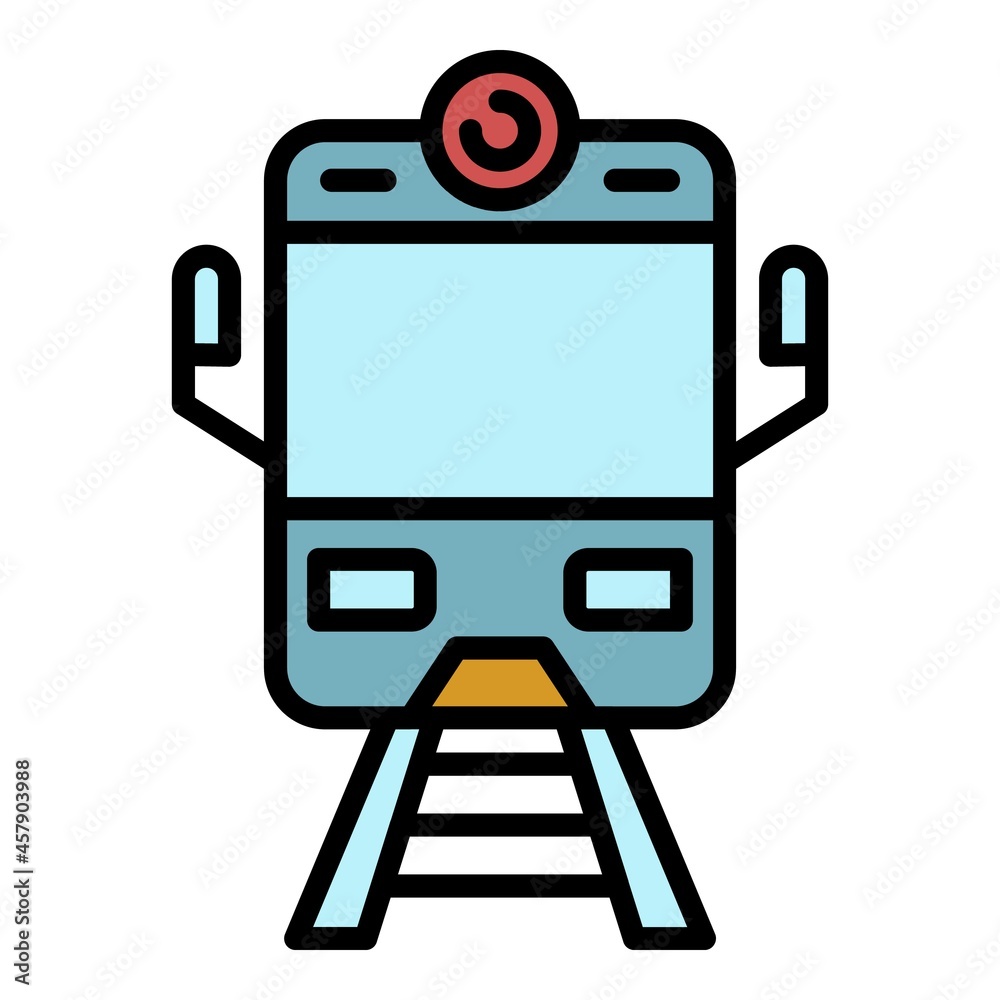 Arriving train front view icon. Outline arriving train front view ...