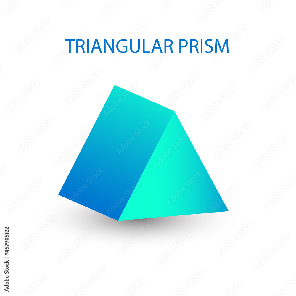 Blue triangular prism with gradients and shadow for game, icon, package ...