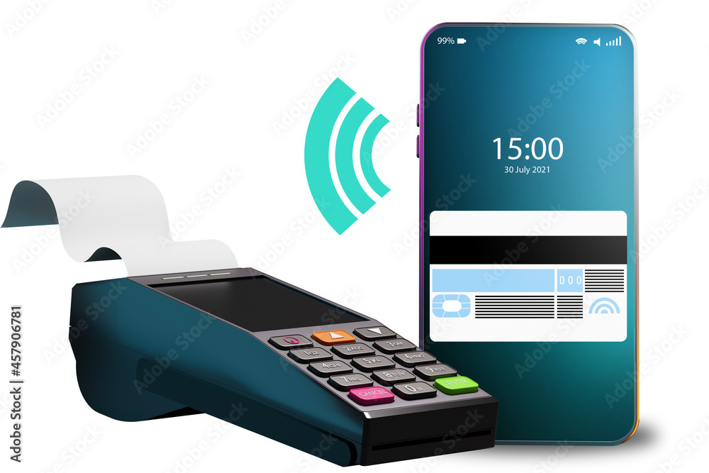 NFC payment. Contactless payment. Near Field Communication technology ...