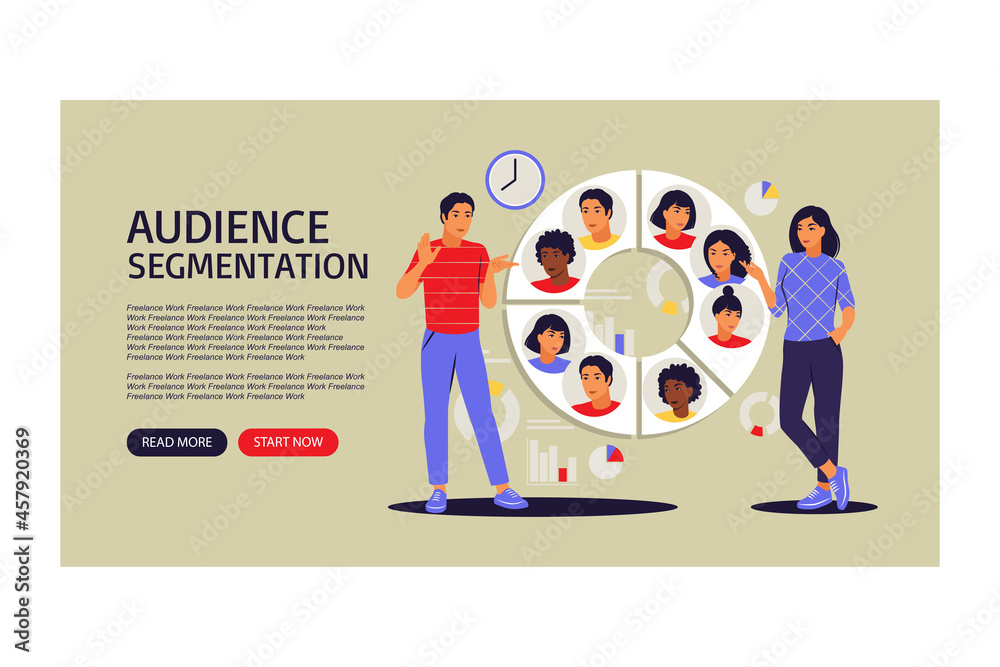 Audience segmentation concept. Landing page for web. People near a ...