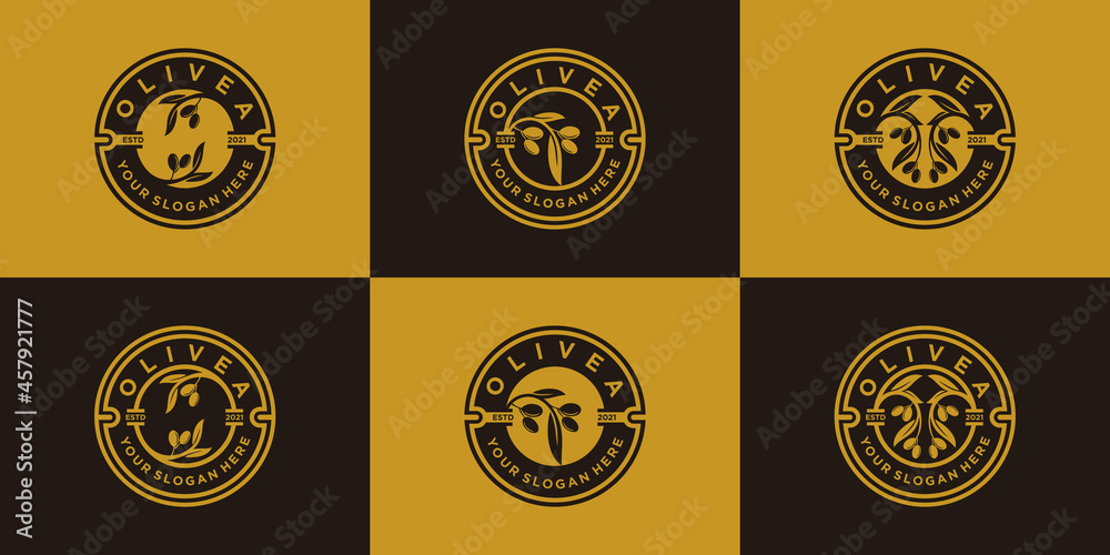 Set of olive tree and oil logo design collection with modern emblem ...