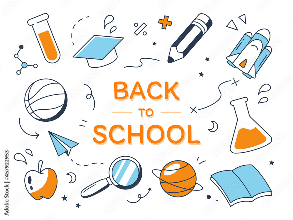 Back to school Vector illustration. Drawing with color design concept ...