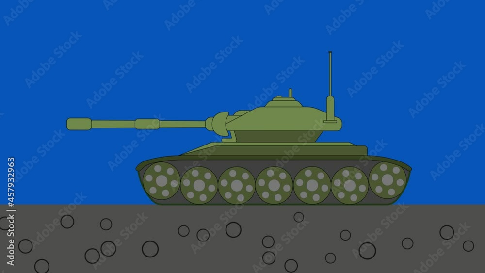 Side view of a tank driving on the road animation motion graphics Stock ...