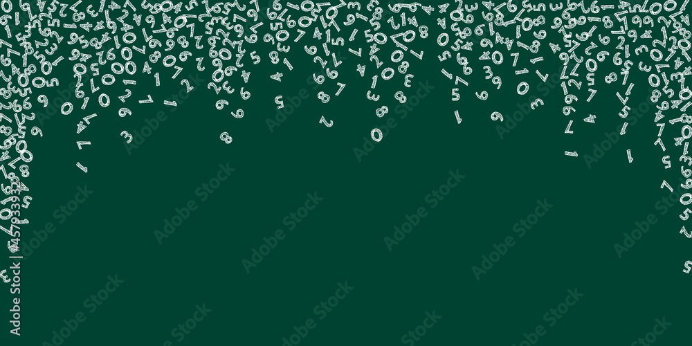 Falling handdrawn chalk numbers. Math study concept with flying digits ...