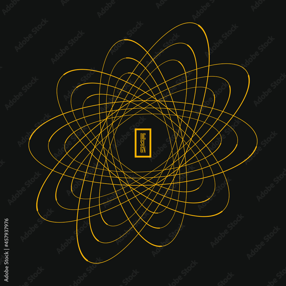 Yellow rotated ellipses in circle form. Vector illustration. Trendy ...