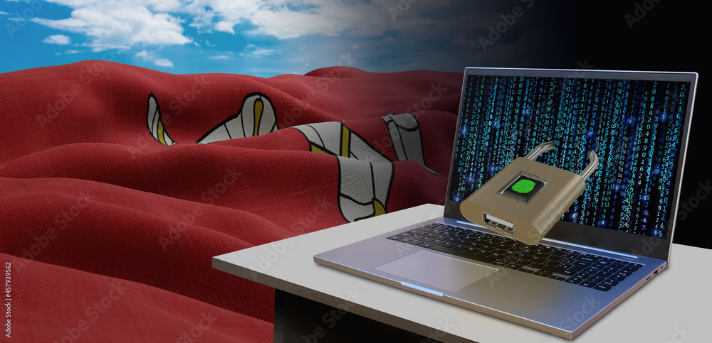 Waving national flag of the Isle of Man. Concept for information ...