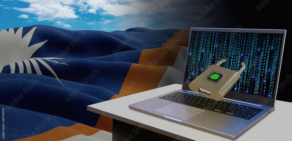 Waving national flag of the Marshall Islands. Concept for information ...