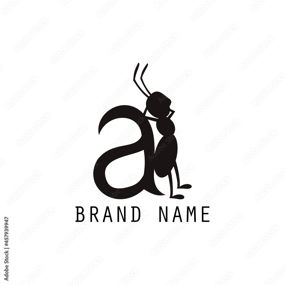 simple ant logo and letter a. vector illustration silhouette design for ...