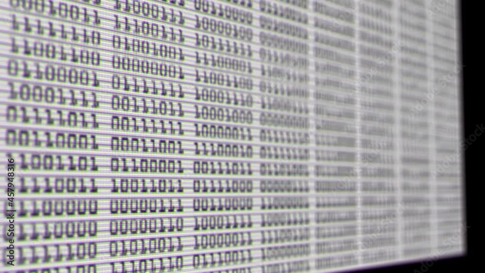 Binary codes with black color font are projected on a white background ...