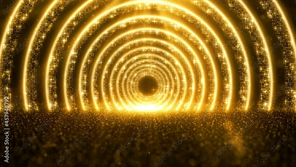 Digital gold color particles flow with dust and bokeh, Digital Stage ...
