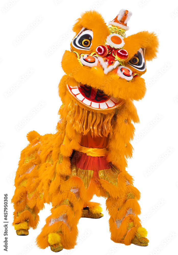 Lion dance isolated on white background Stock Photo | Adobe Stock