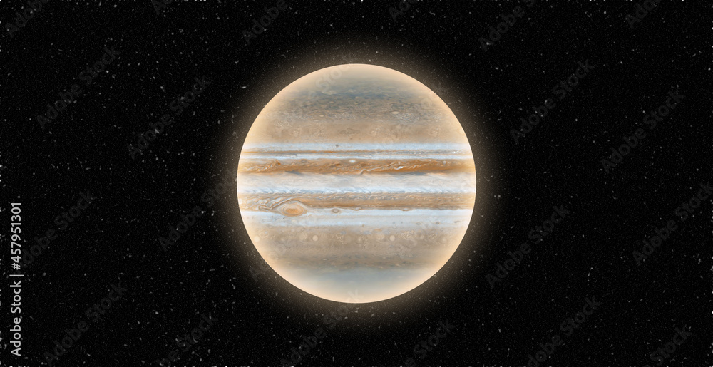 Ultra-realistic 3D Jupiter and stars. Jupiter from space. 3D render ...