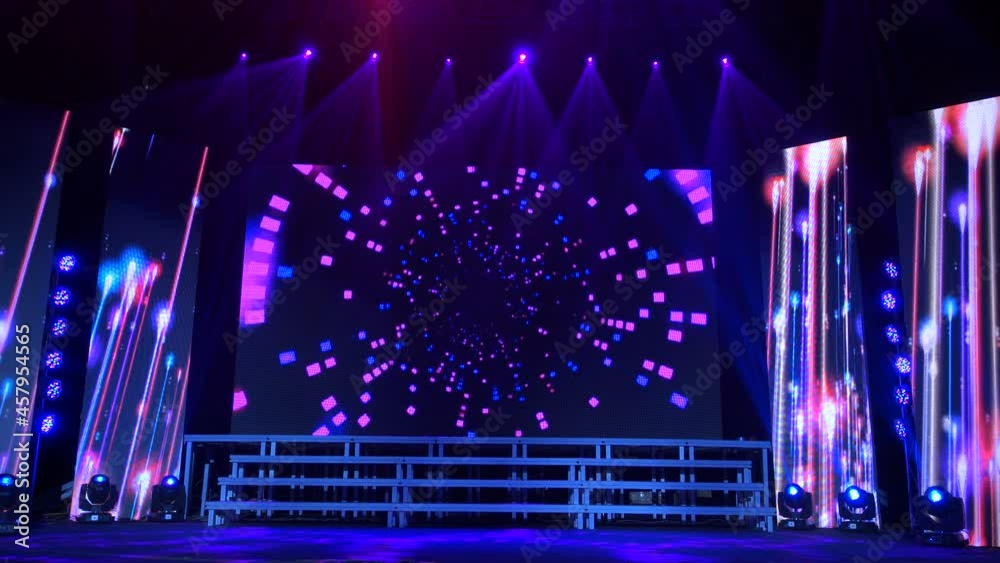 Animation of stage lights frame. Bright shiny stage lights flashing ...