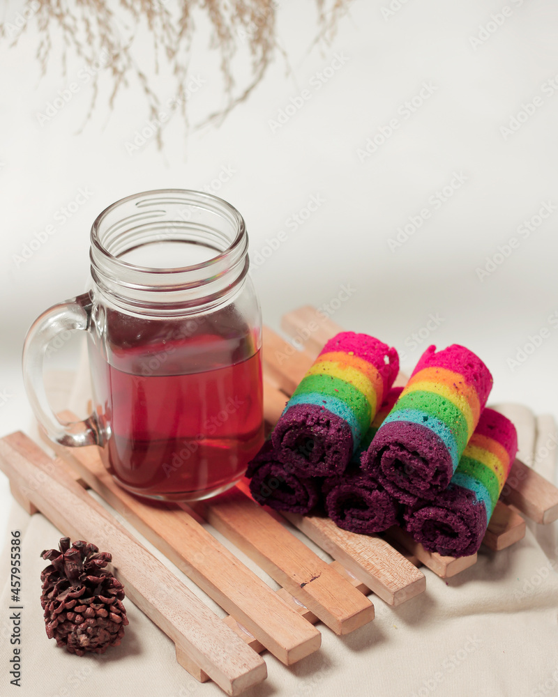 Sponge rolls consist of several colors forming a rainbow formation. Start your morning with a ...