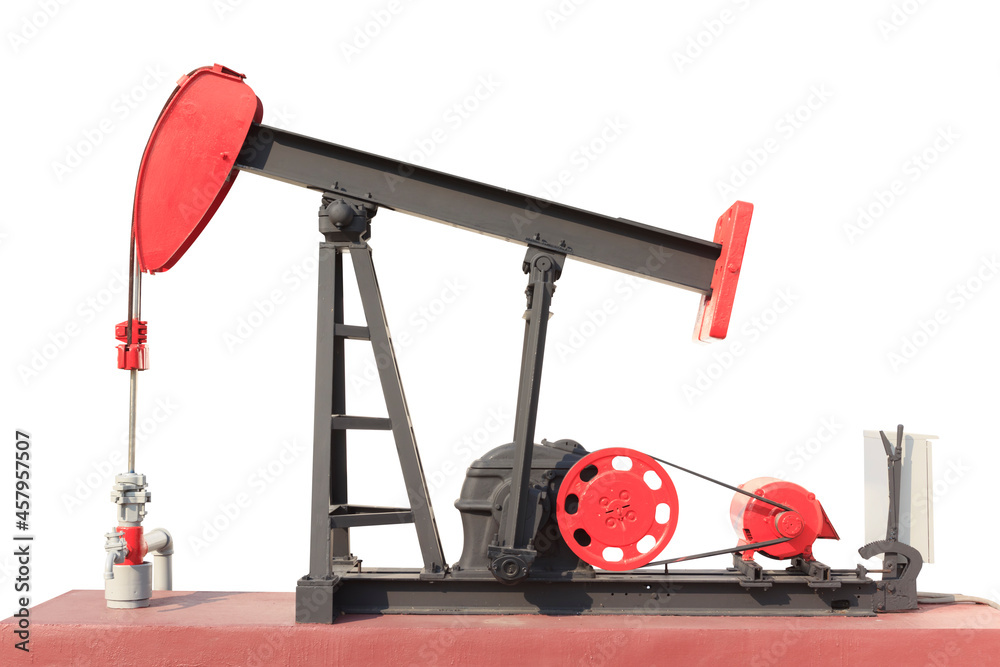 Oil rig pump of petrochemical industrial isolated on white background ...