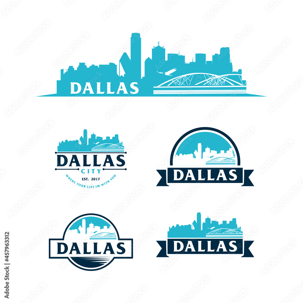 DALLAS LOGO skyline and landmarks silhouette vector Stock Vector ...