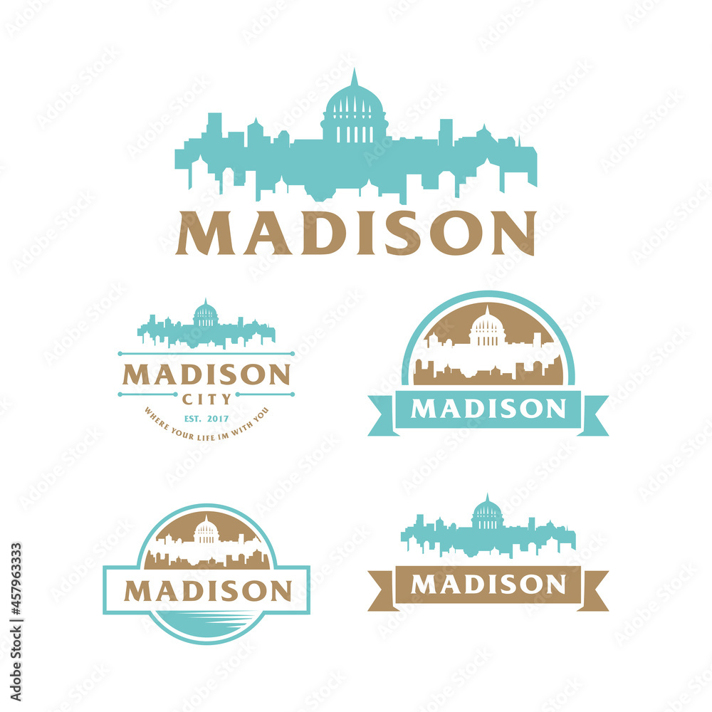 MADISON LOGO skyline and landmarks silhouette vector Stock Vector ...