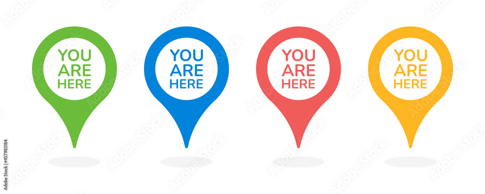 You are here sign icon mark. Map pin symbol vector illustration. Stock ...