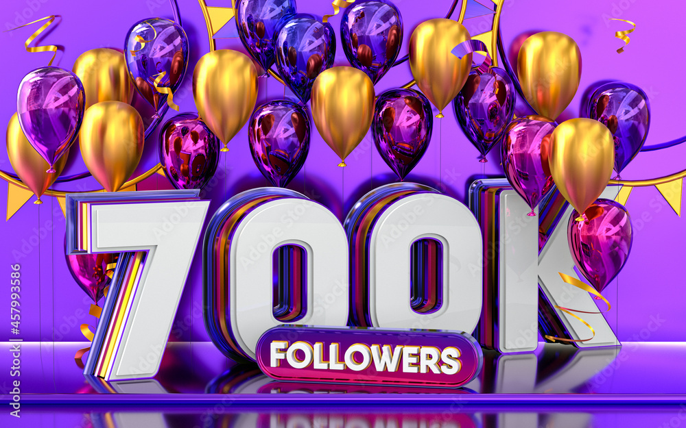 700k followers celebration, thank you social media banner with purple ...